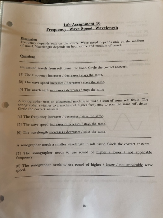 Solved Lab-Assignment 10 Frequency, Wave Speed, Wavelength | Chegg.com