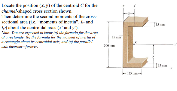 Solved Locate the position (i,y) of the centroid C for the | Chegg.com