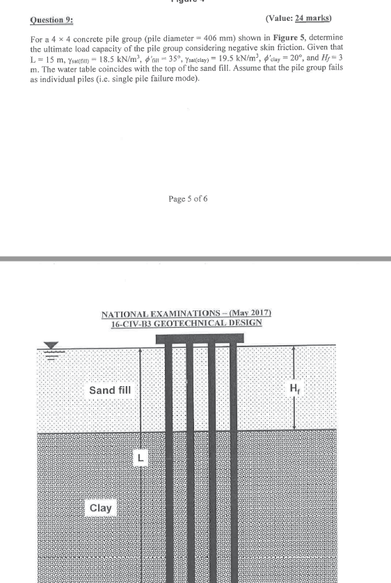 Solved For a 4×4 concrete pile group (pile diameter =406 mm | Chegg.com