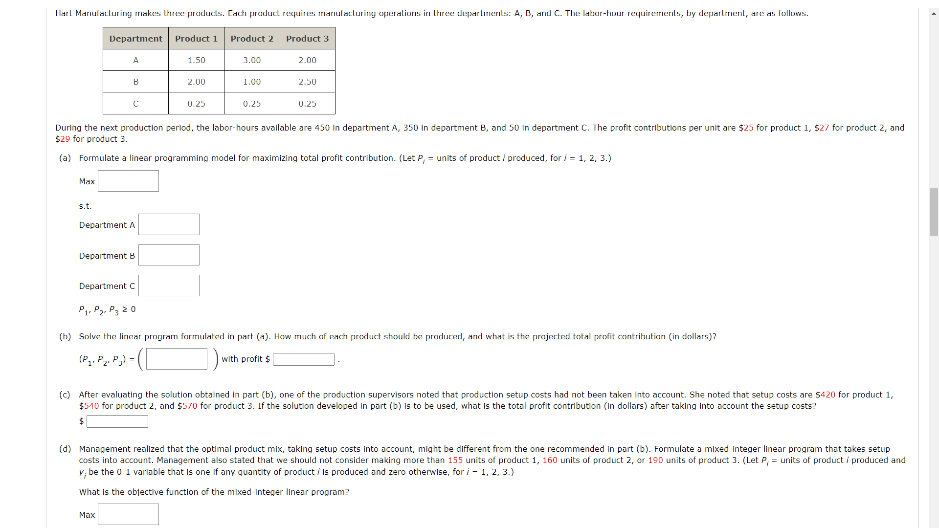 Solved $29 ﻿for product 3 .(a) ﻿Formulate a linear | Chegg.com