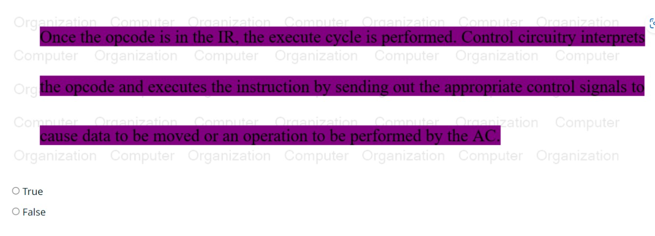 Solved Once the opcode is in the IR, ﻿the execute cycle is | Chegg.com
