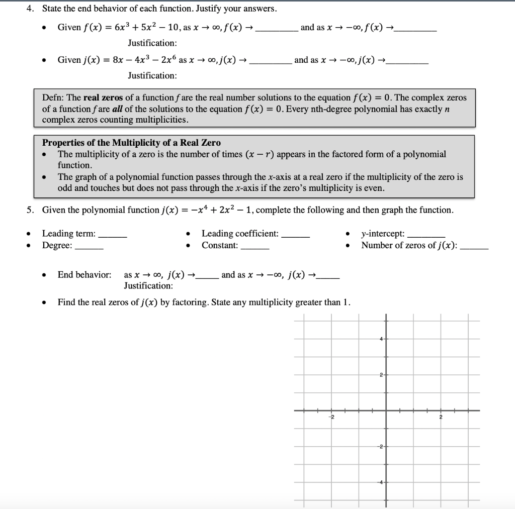 Solved 4. State the end behavior of each function. Justify | Chegg.com