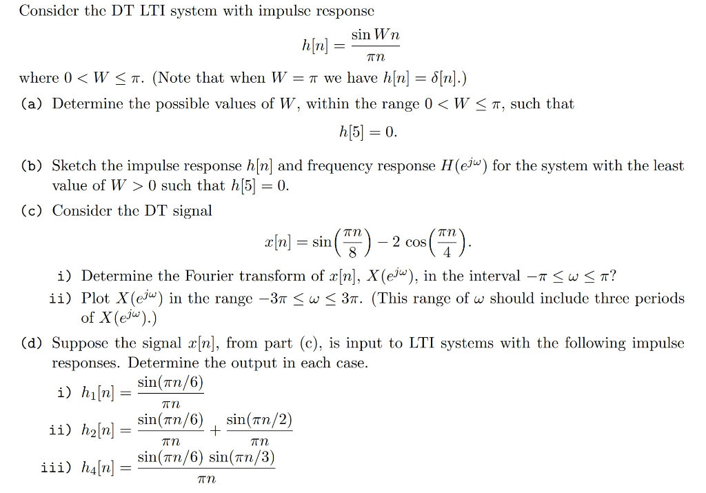 Consider the DT LTI system with impulse response h[n] | Chegg.com