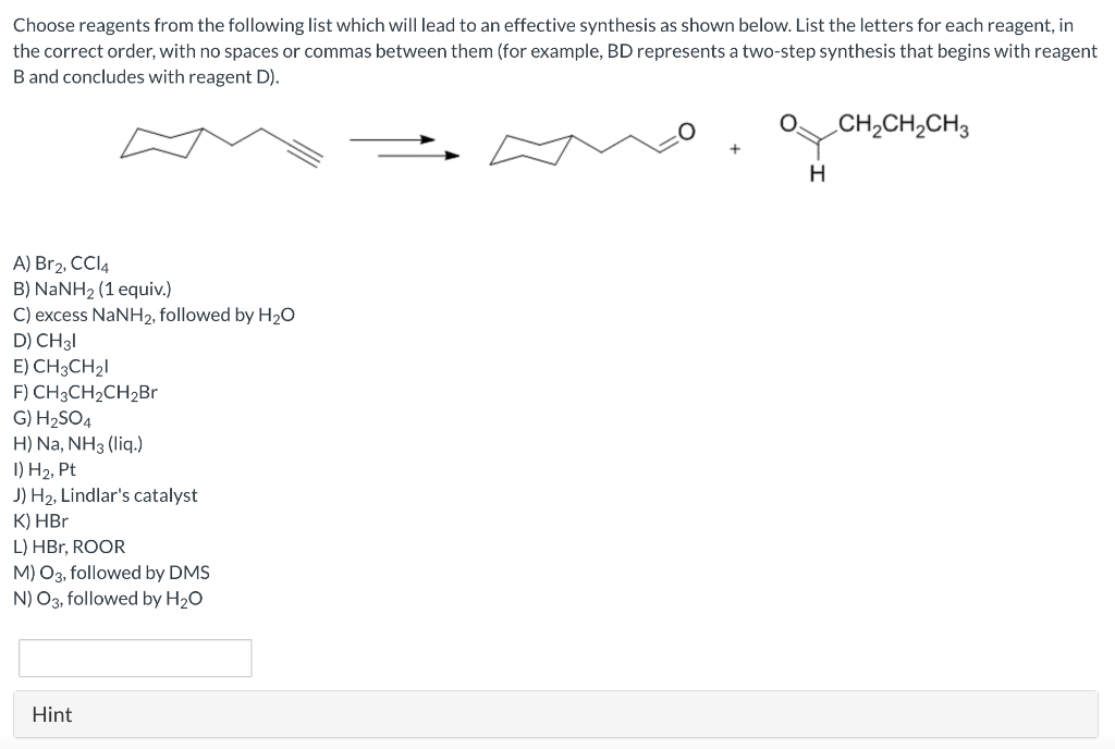 Solved Choose reagents from the following list which will | Chegg.com