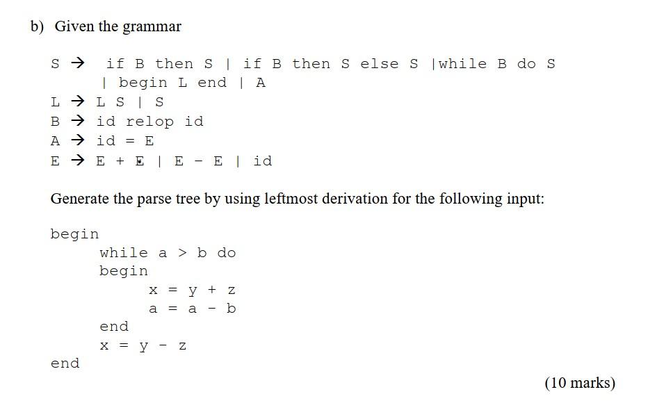 Solved 3. a) Consider the context-free grammar (CFG) | Chegg.com