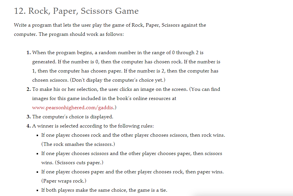 Solved 2. Rock, Paper, Scissors Game Vrite a program that | Chegg.com