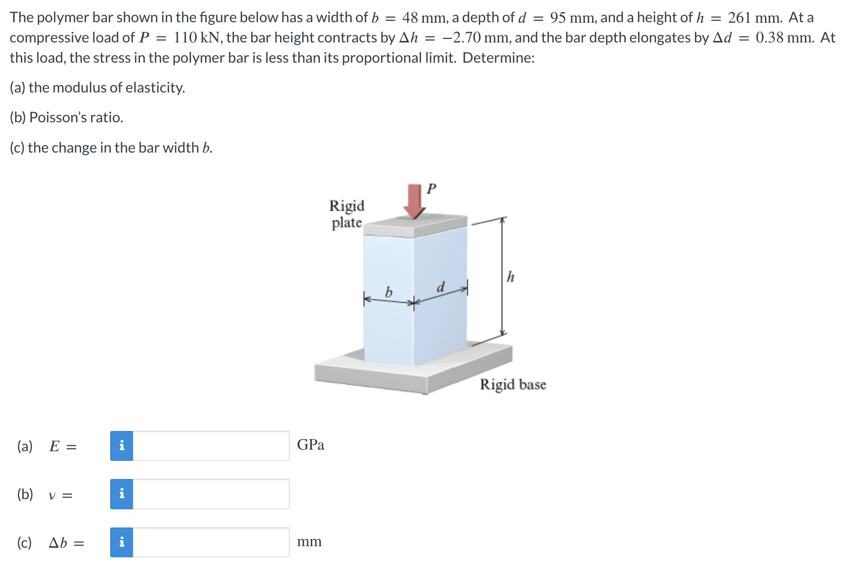 Solved The polymer bar shown in the figure below has a width | Chegg.com