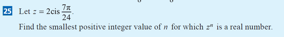 Solved Let z=2cis247π. Find the smallest positive integer | Chegg.com