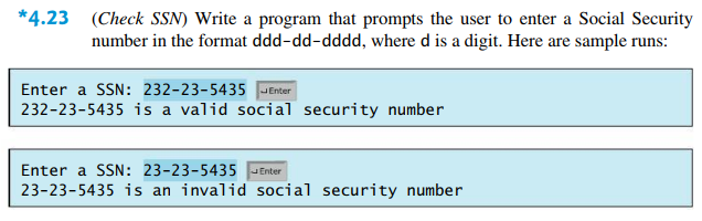 Solved *4.23 (Check SSN) Write a program that prompts the | Chegg.com