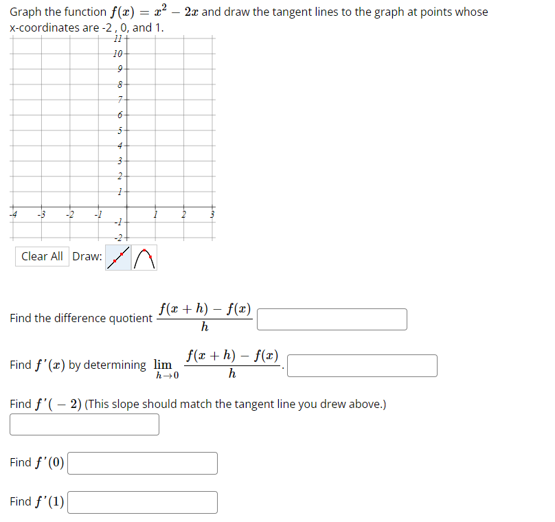 Solved Graph the function f(x)=x2-2x ﻿and draw the tangent | Chegg.com