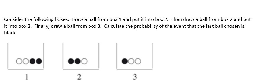 Solved Consider the following boxes. Draw a ball from box 1 | Chegg.com