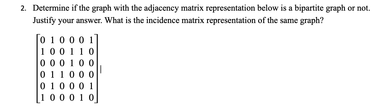 Solved 2. Determine if the graph with the adjacency matrix | Chegg.com