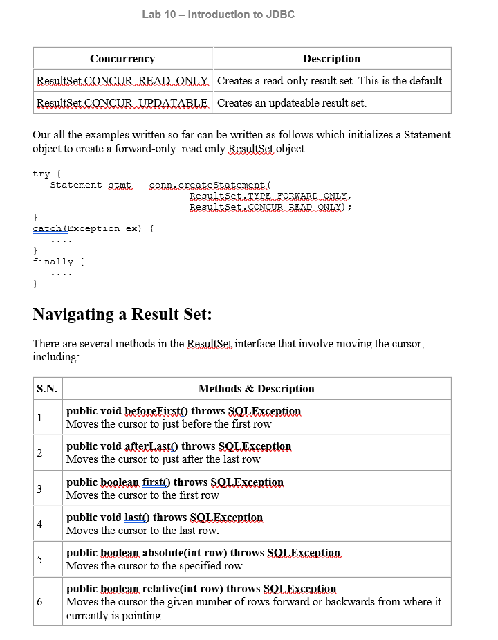 Solved Statement purpose Example program to demonstrate JDBC | Chegg.com
