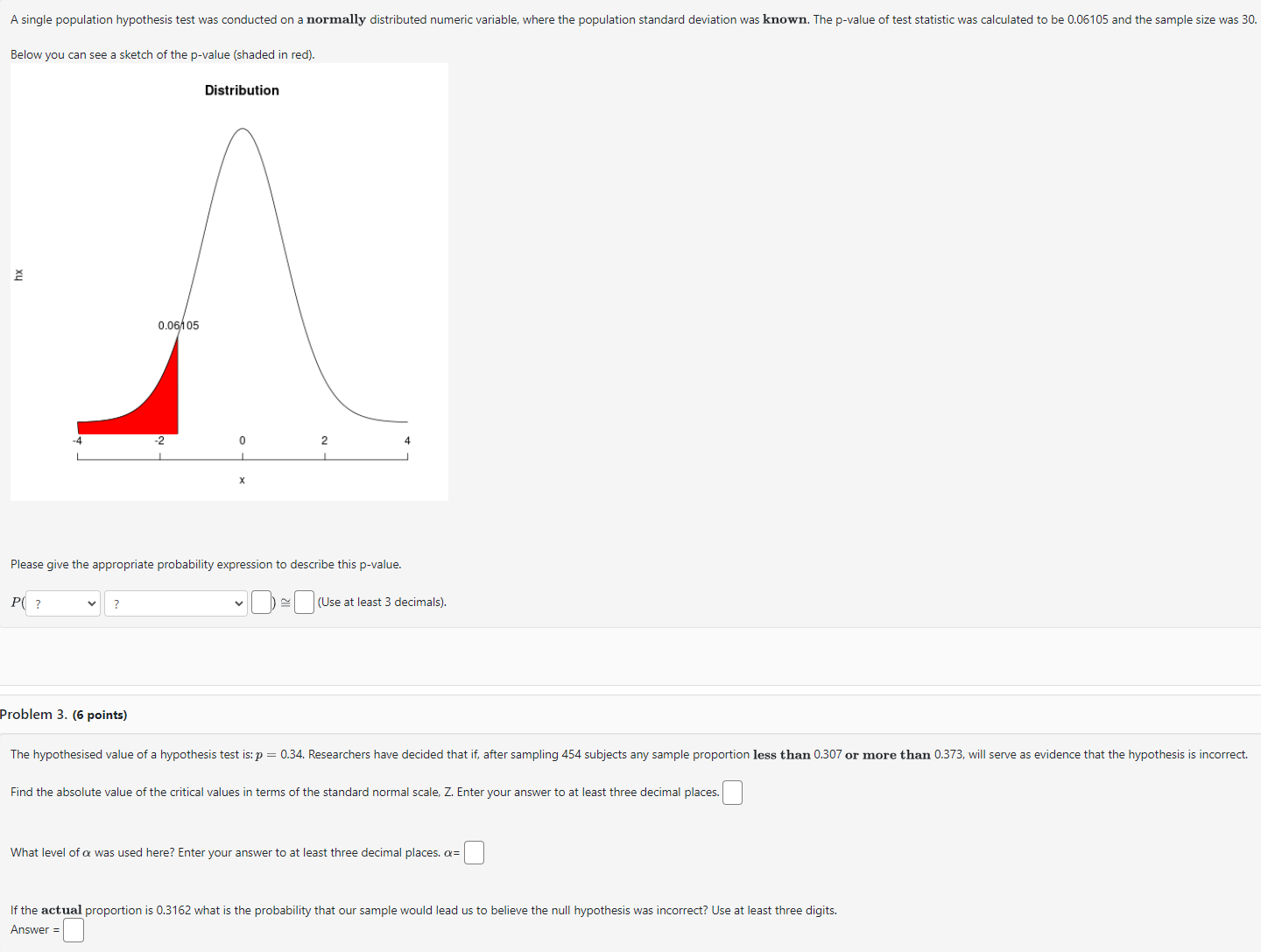 Solved Below you can see a sketch of the p-value (shaded in | Chegg.com