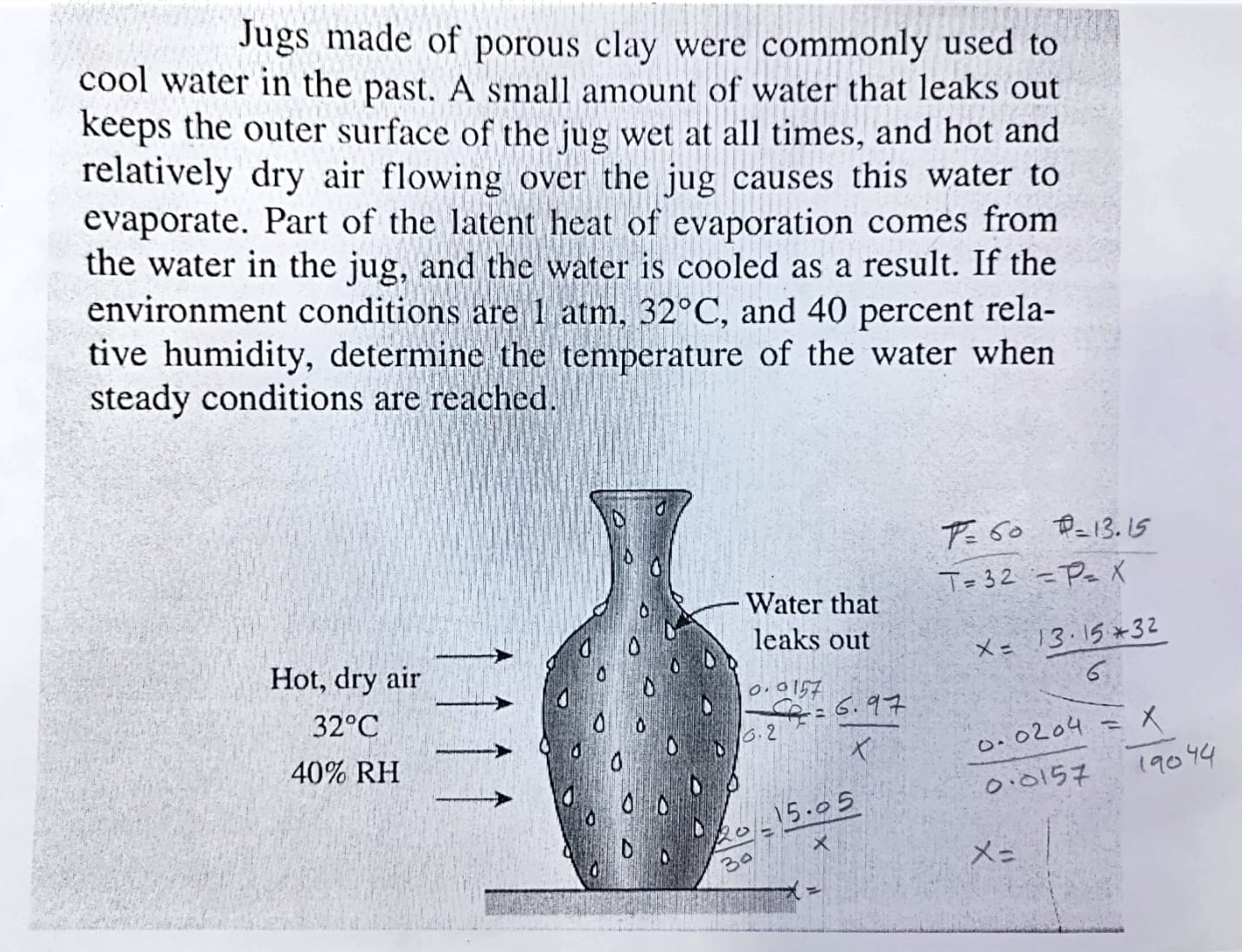 Jugs made of ﻿porous clay were commonly used tocool | Chegg.com