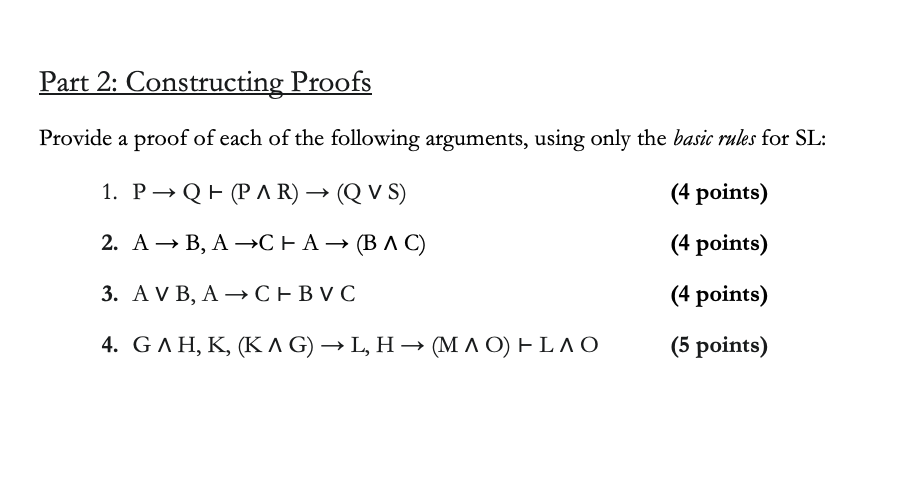 Solved Part 2: Constructing Proofs Provide a proof of each | Chegg.com