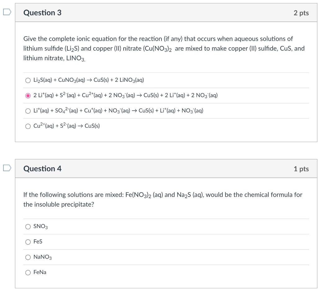 Solved Give the complete ionic equation for the reaction (if | Chegg.com