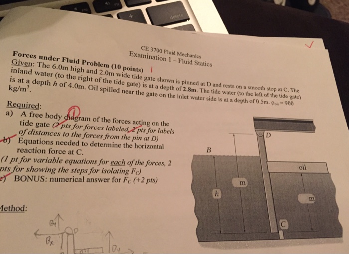 Solved CE 3700 Fluid Mechanics Examination 1-Fluid Statics | Chegg.com