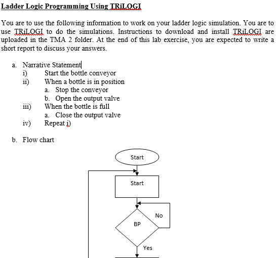 Ladder Logic Programming Using TRILOGI You are to use | Chegg.com