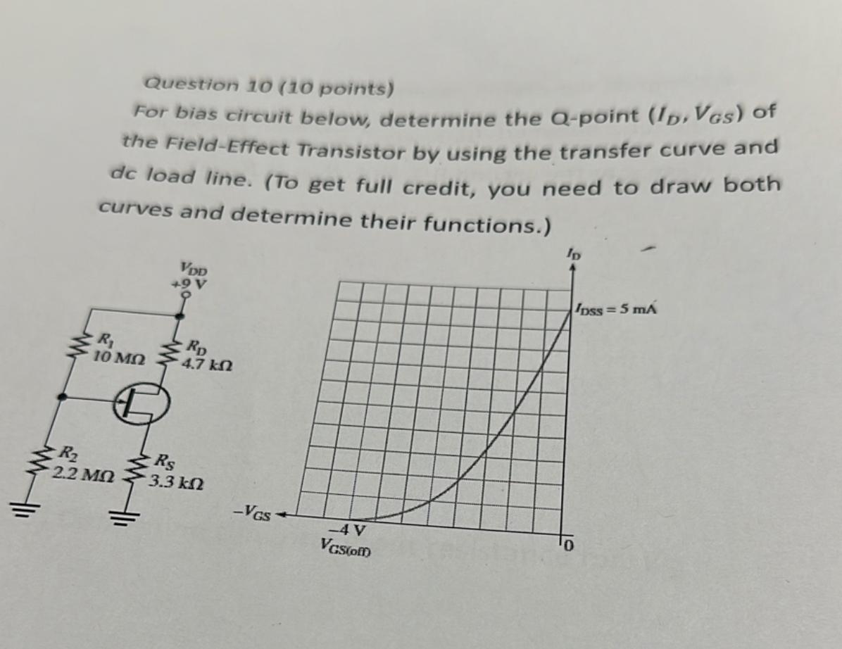 Solved Question 10 (10 points) For bias circuit below, | Chegg.com