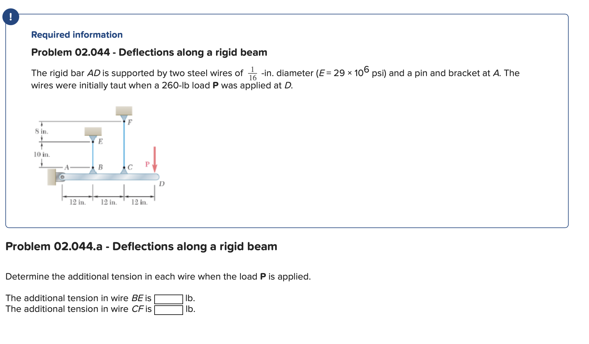 Solved Required informationProblem 02.044 - ﻿Deflections | Chegg.com