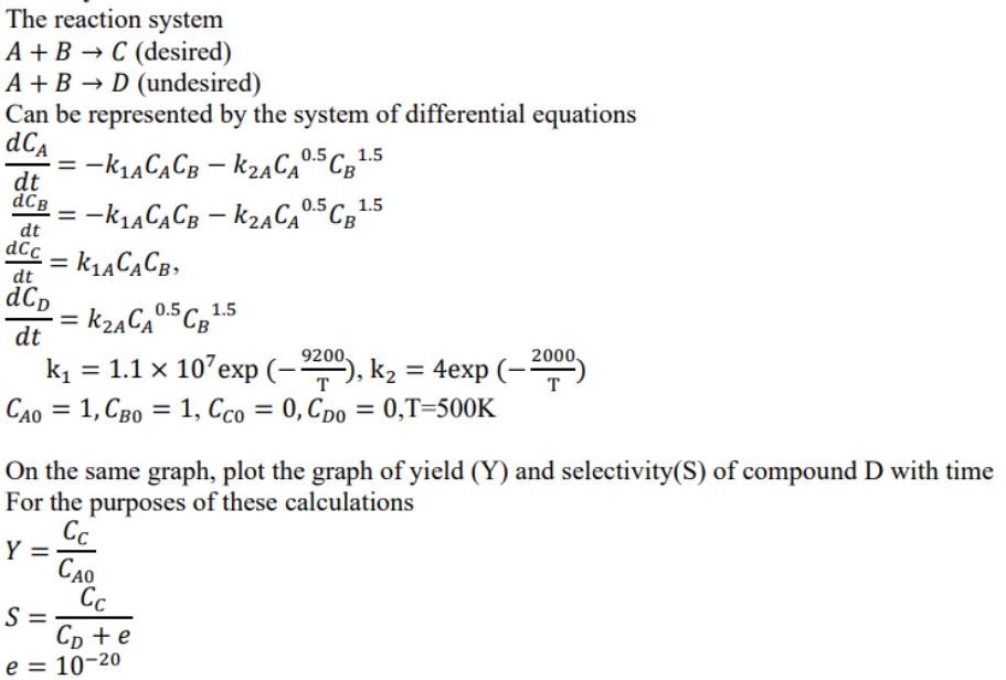 Solved The reaction systemA+B→C (desired) ﻿A+B→D (undesired) | Chegg.com