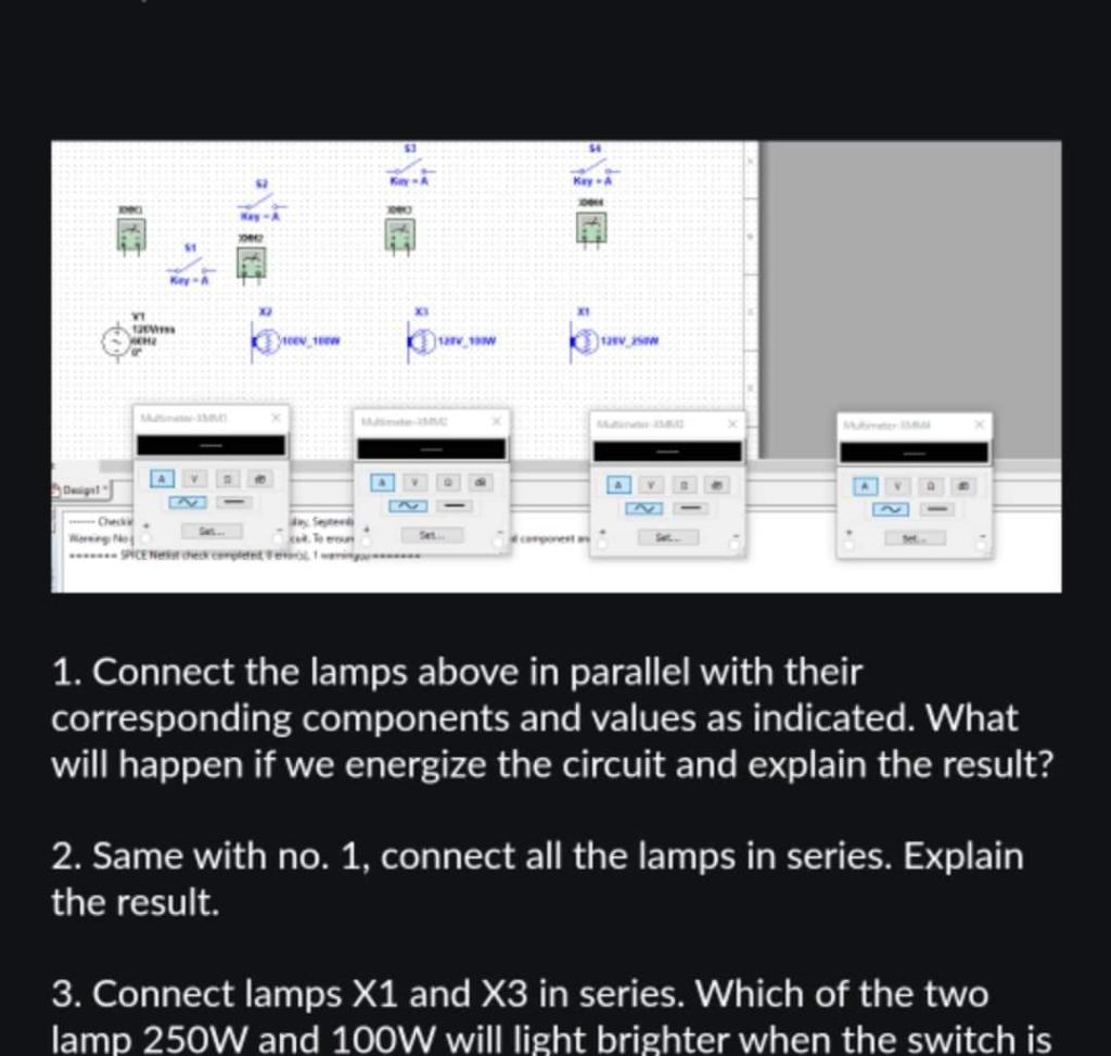 1. Connect the lamps above in parallel with their | Chegg.com