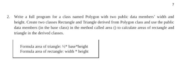 Solved Write a full program for a class named Polygon with | Chegg.com