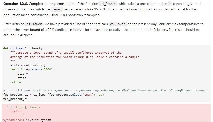 Solved Question 1.2.6. Complete the implementation of the | Chegg.com