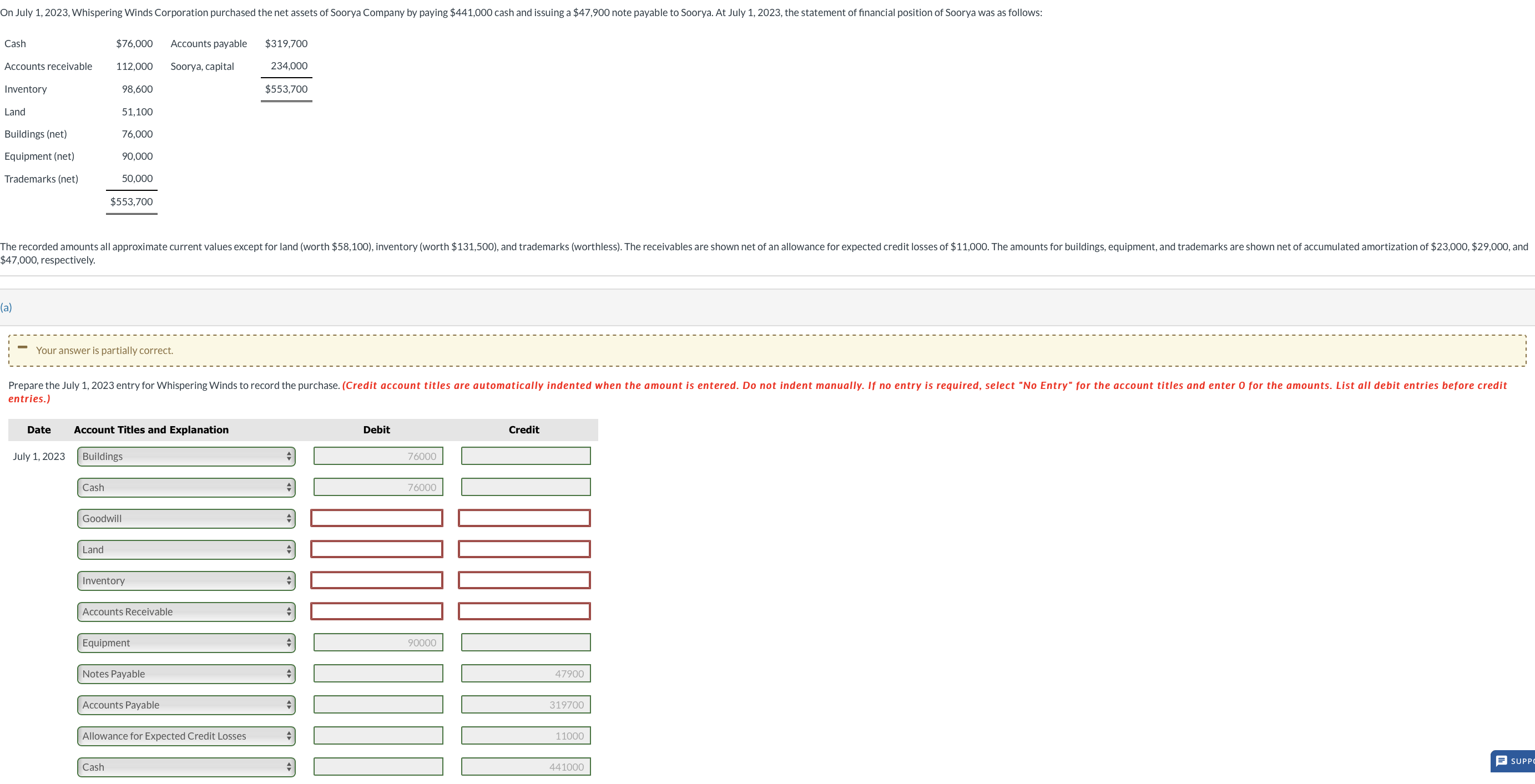 Solved \begin{tabular}{lrlr} Cash & $76,000 & Accounts | Chegg.com