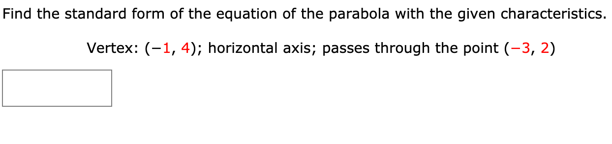 Solved Find the standard form of the equation of the | Chegg.com