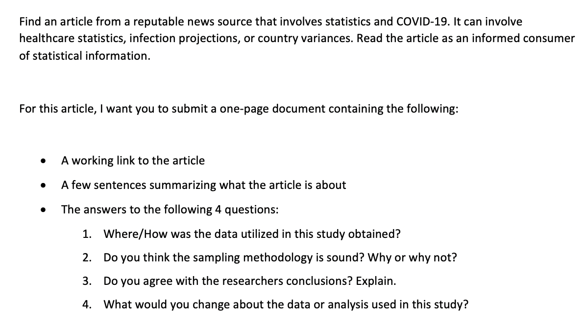 Solved Find an article from a reputable news source that | Chegg.com
