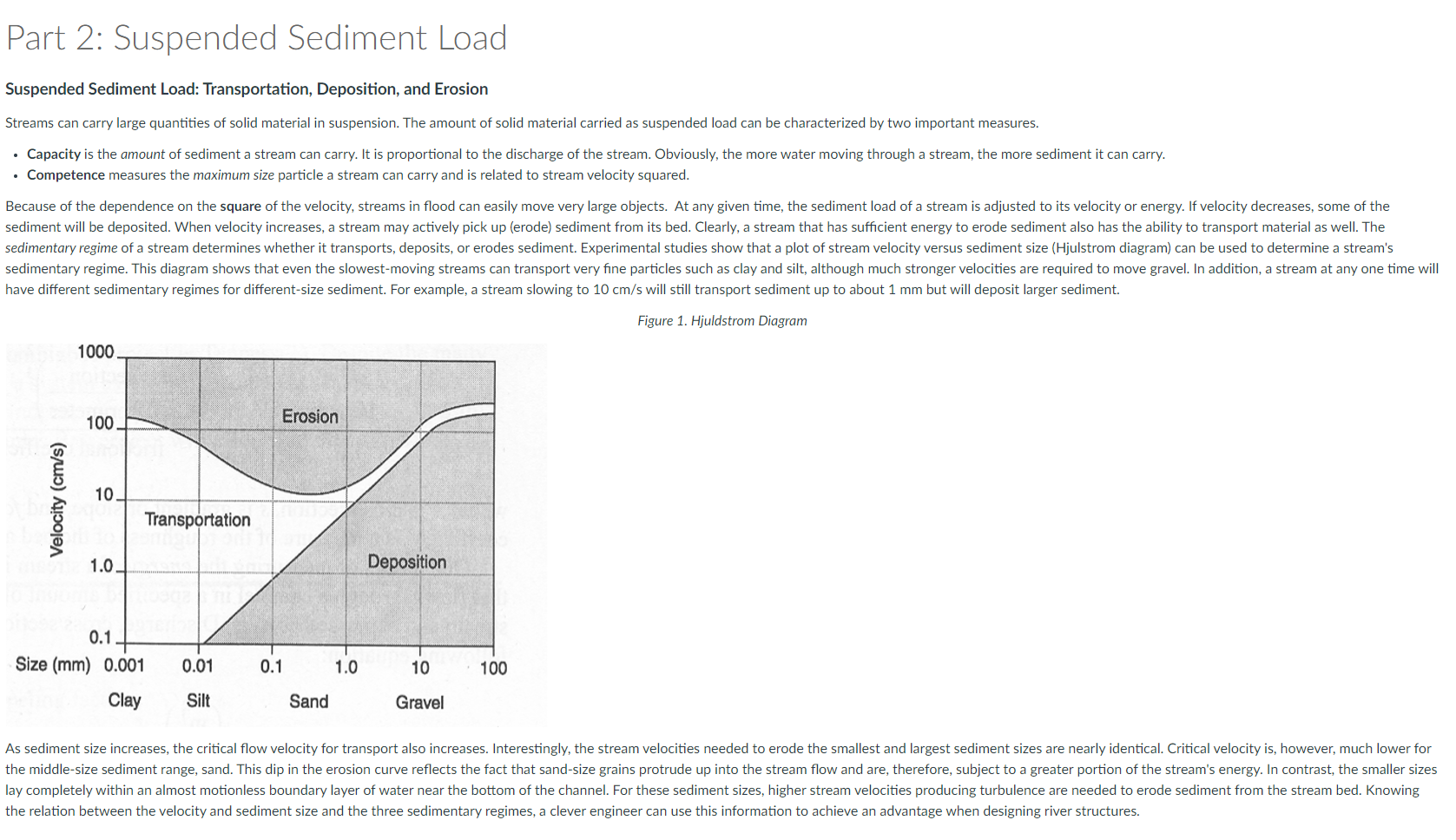 Solved Part 2: Suspended Sediment Load Suspended Sediment | Chegg.com