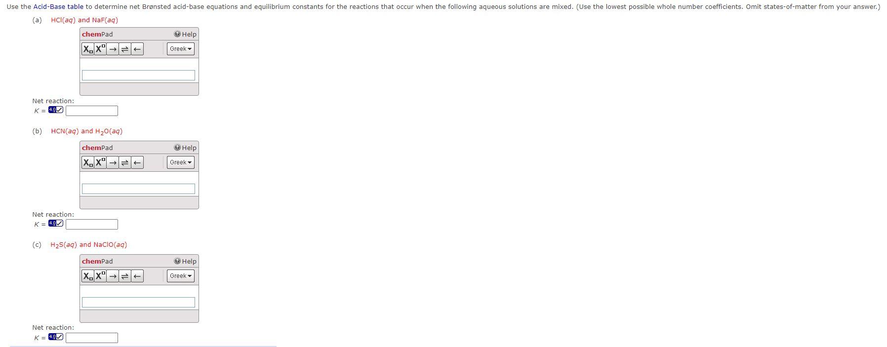 Solved Use the Acid-Base table to determine net Brønsted | Chegg.com