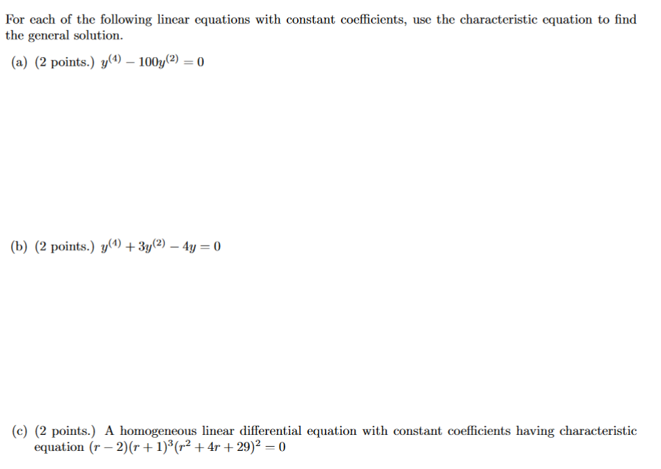 Solved For each of the following linear equations with | Chegg.com