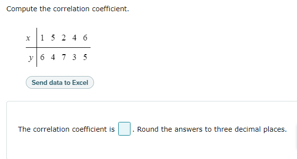 Solved Compute the correlation coefficient. | Chegg.com