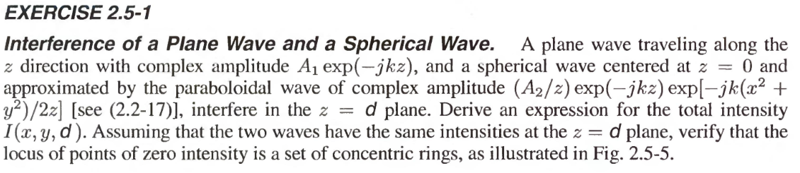 Solved EXERCISE 2.5-1 Interference of a Plane Wave and a | Chegg.com