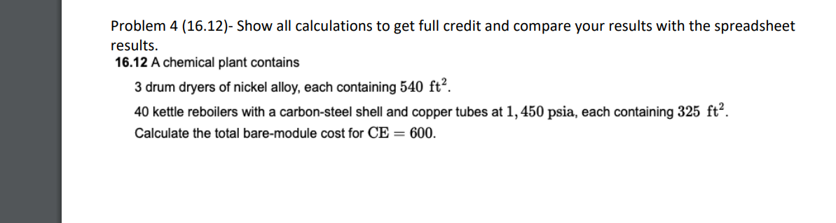 Solved Problem 4 (16.12)- Show all calculations to get full | Chegg.com