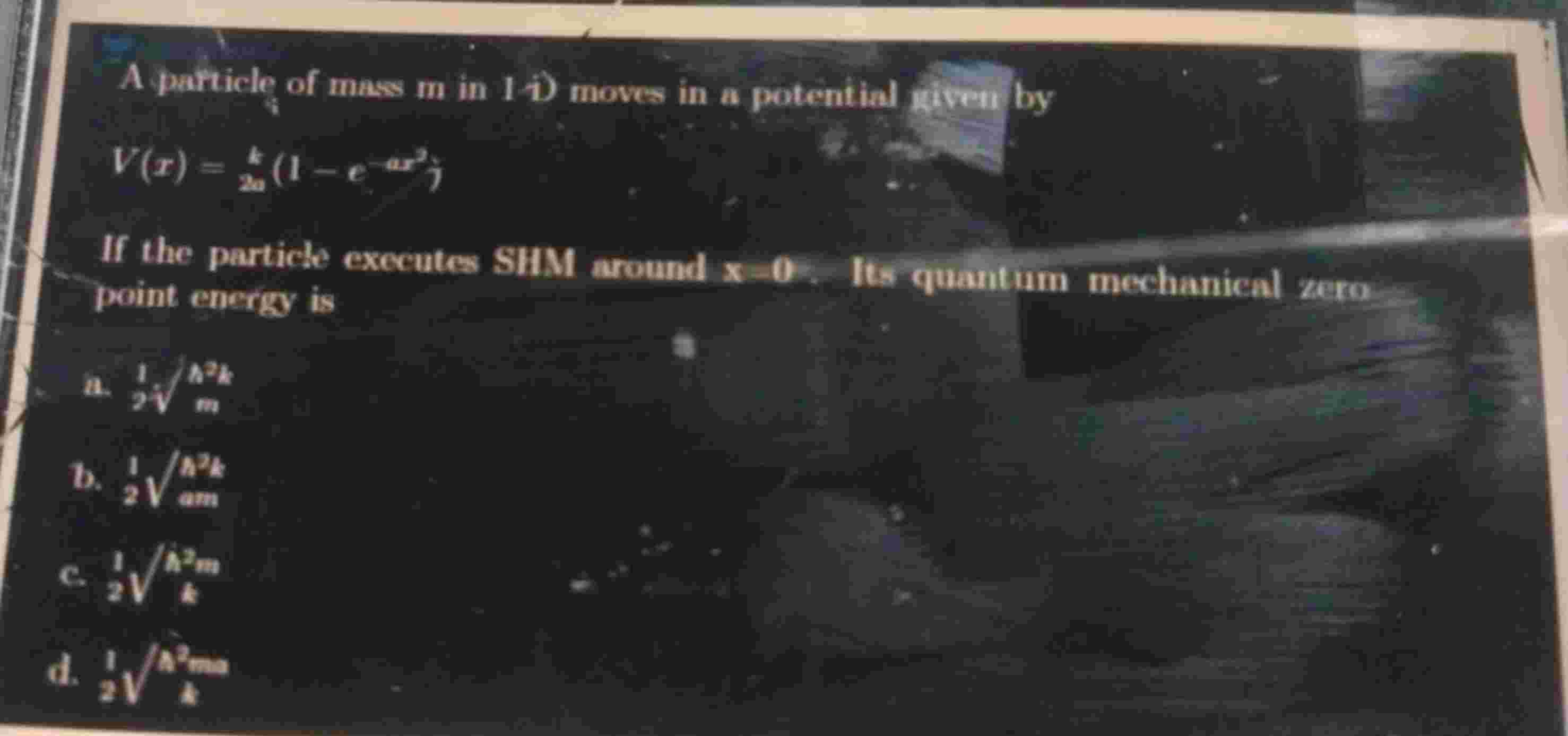 Solved A particle of ﻿mass m in 1-iV(x)=k20(1-e-ax2)If ﻿the | Chegg.com