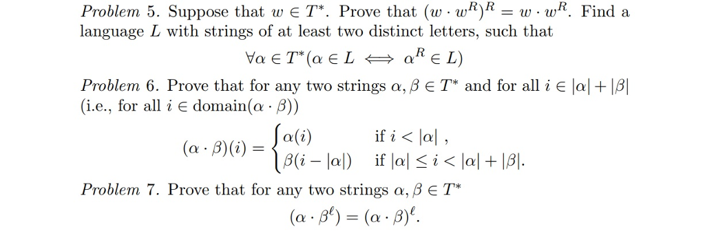 w = string of letters T = alphabet T* = set of | Chegg.com