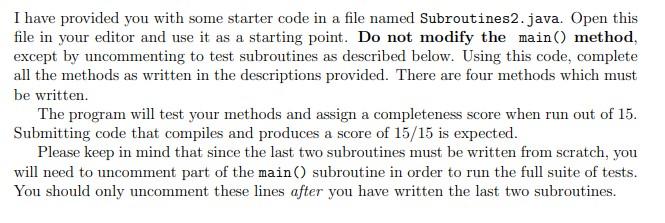 Solved I have provided you with some starter code in a file | Chegg.com