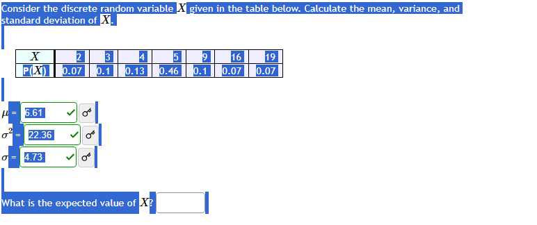 Solved Consider the discrete random variable X given in the | Chegg.com