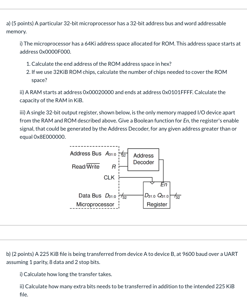 a) (5 points) A particular 32-bit microprocessor has | Chegg.com