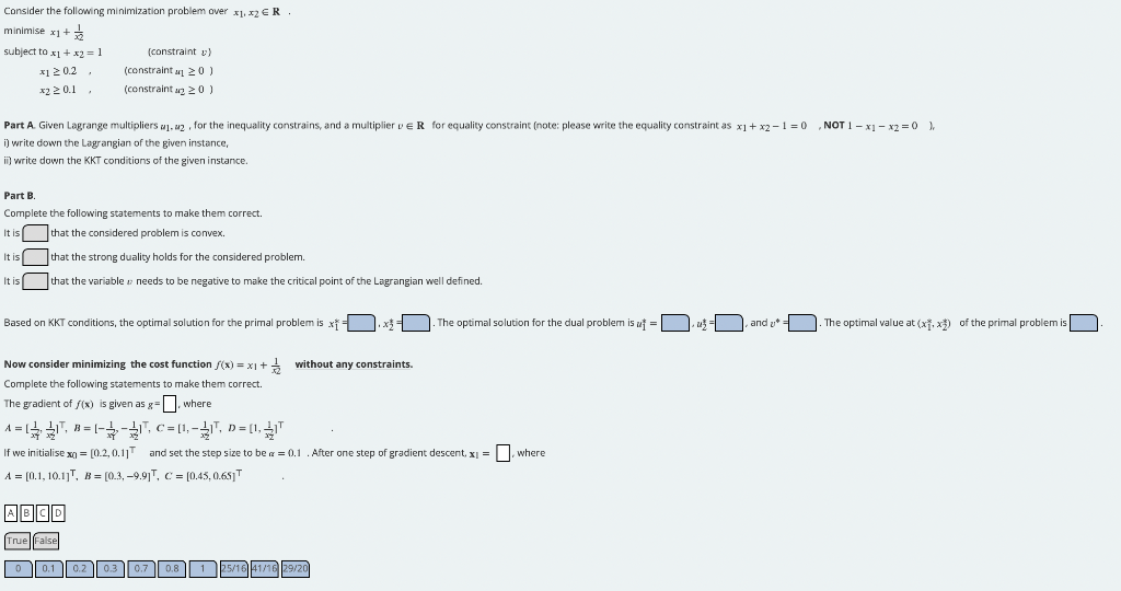 Consider the following minimization problem over | Chegg.com