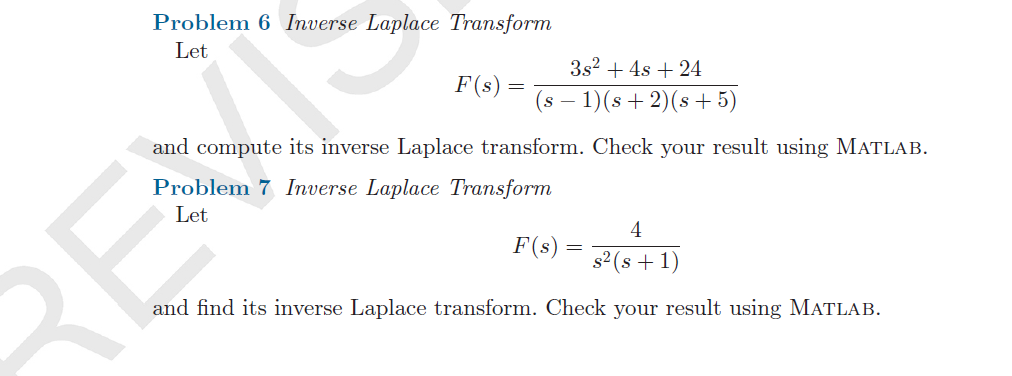 Solved Problem 6 ﻿Inverse Laplace | Chegg.com