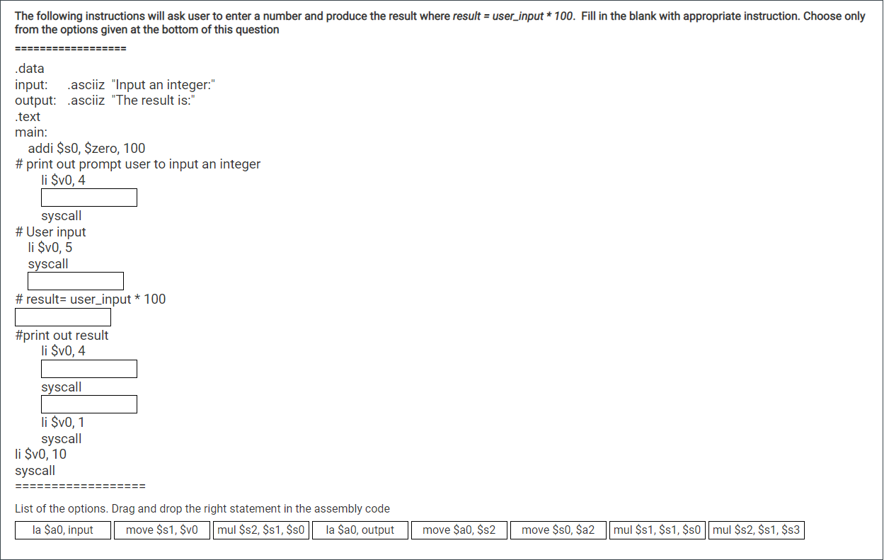 Solved The following instructions will ask user to enter a | Chegg.com