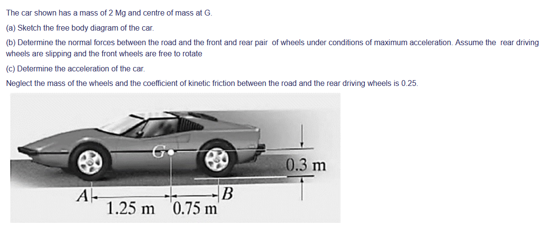 Solved The car shown has a mass of 2 Mg and centre of mass | Chegg.com