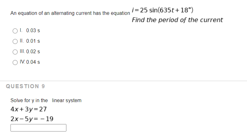 Solved An equation of an alternating current has the | Chegg.com