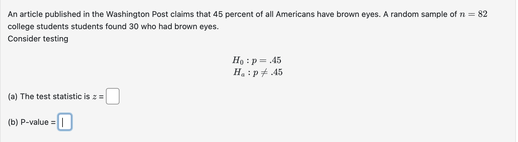 Solved An article published in the Washington Post claims | Chegg.com