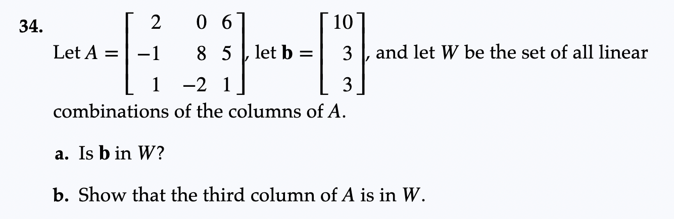 Solved In Exercises 11 and 12, determine if b is a linear | Chegg.com